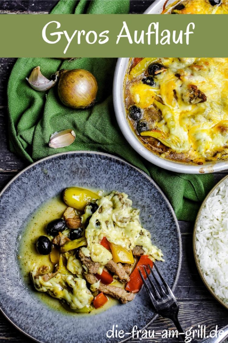 Gyrosauflauf mit Käse überbacken